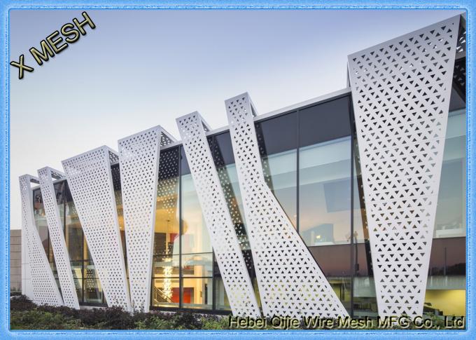 Silver Architectural Perforated Metal Panels , Round Hole Stainless ...