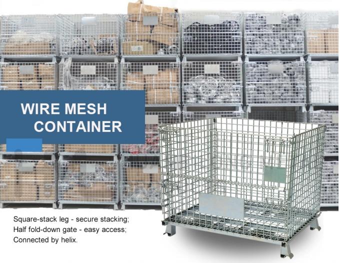Metal Stackable Collapsible Wire Mesh Container 500kg