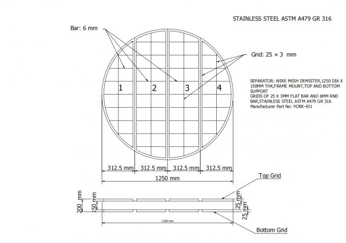 York 431 421 709 Mesh Demister Pad For Distillation Column , Drying Tower