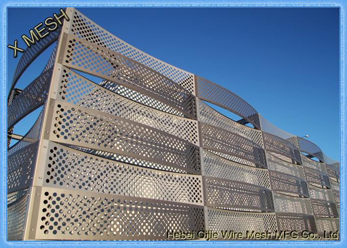 Silver Architectural Perforated Metal Panels , Round Hole Stainless ...